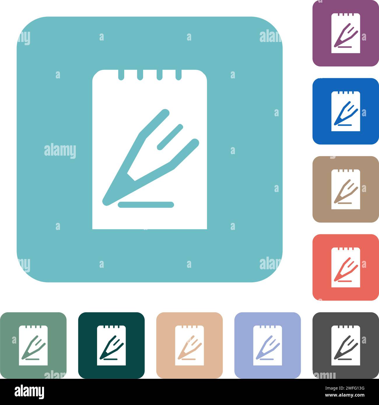 Edit note solid white flat icons on color rounded square backgrounds Stock Vector Image & Art ...