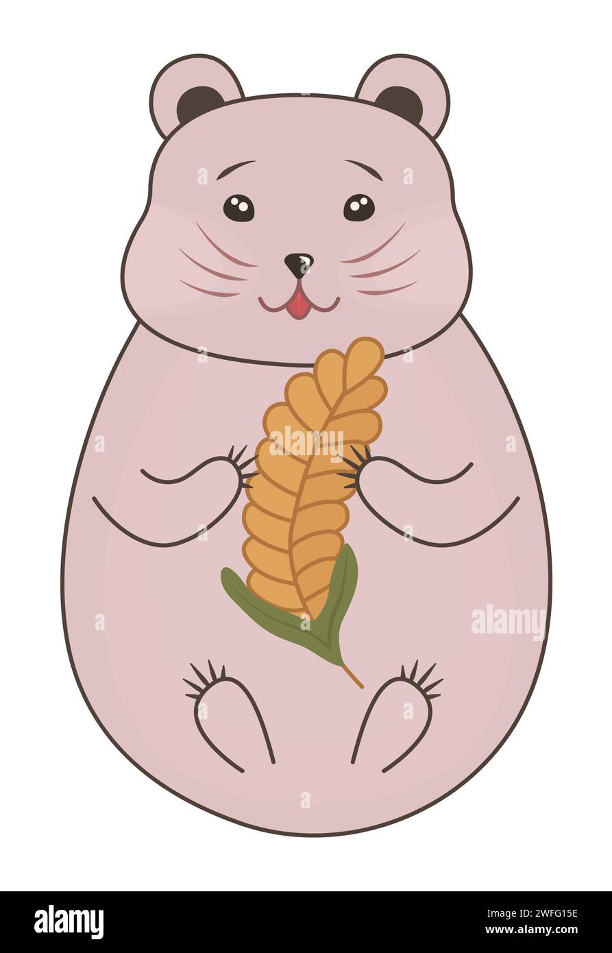Cute hamster who eats grain, vector color illustration Stock Vector ...