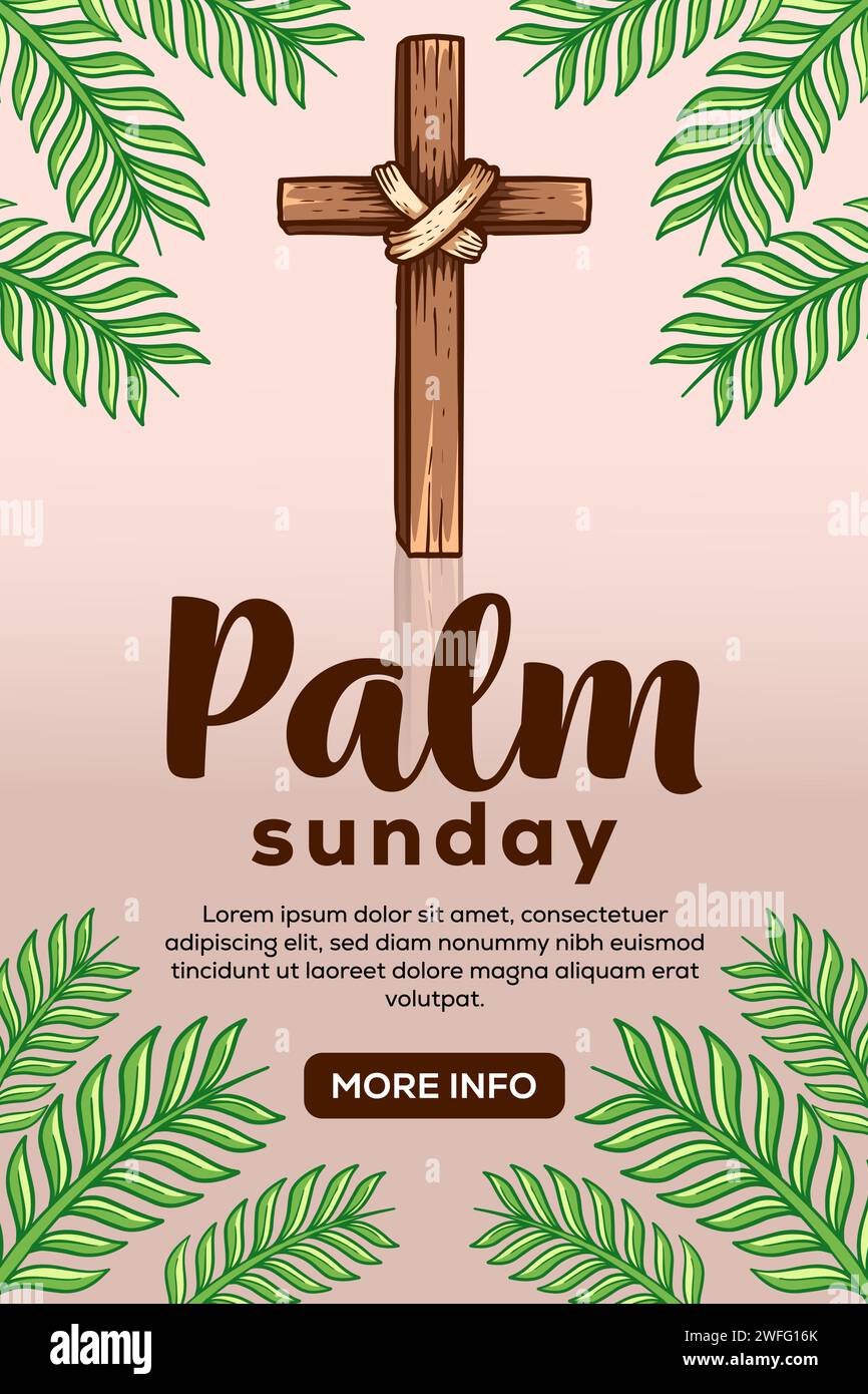 hand drawn palm sunday vertical banner poster illustration Stock Vector ...