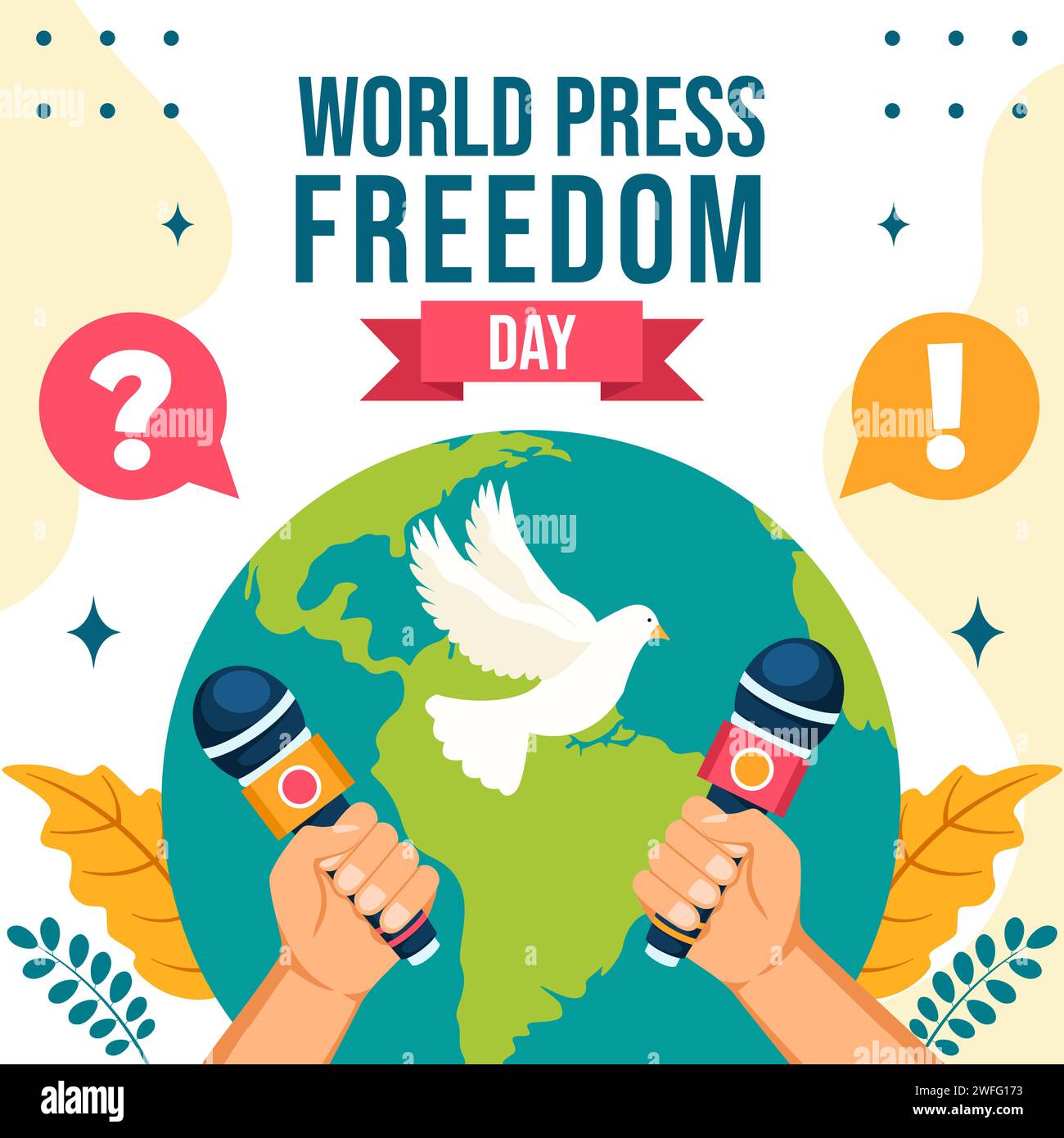Press Freedom Day Social Media Illustration Flat Cartoon Hand Drawn ...