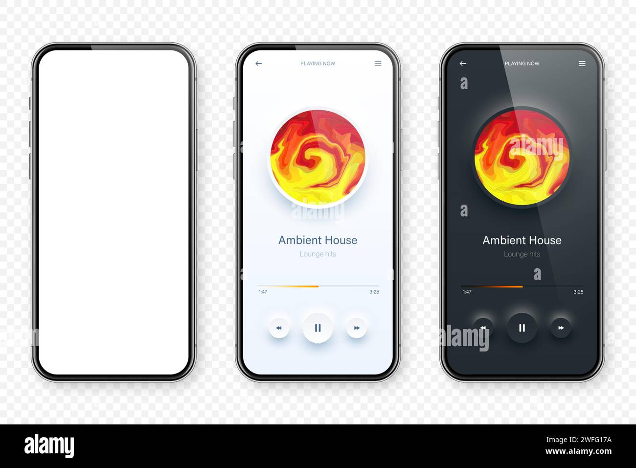 Online audio player user interface, smartphone app UI design. Music ...