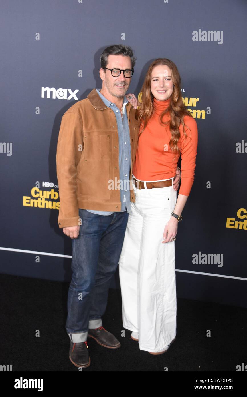 Los Angeles, California, USA 30th January 2024 Actor Jon Hamm and wife ...