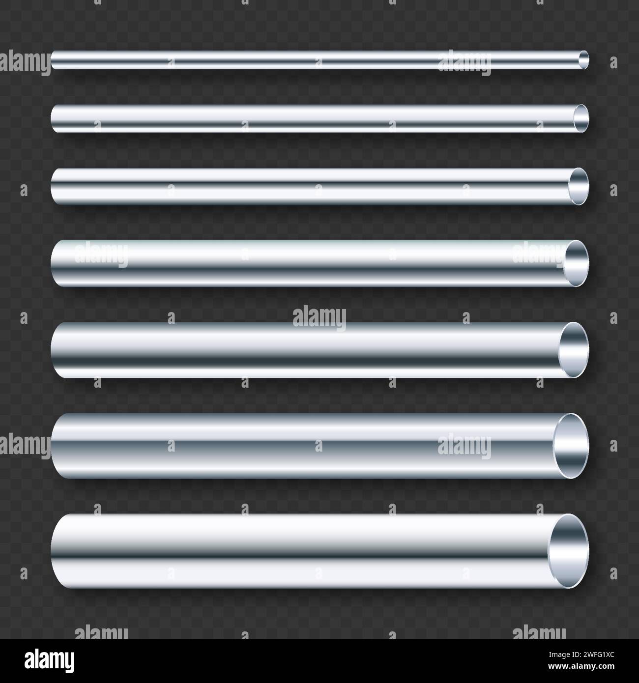 Steel pipes collection. Construction material, pipeline. Industry and ...