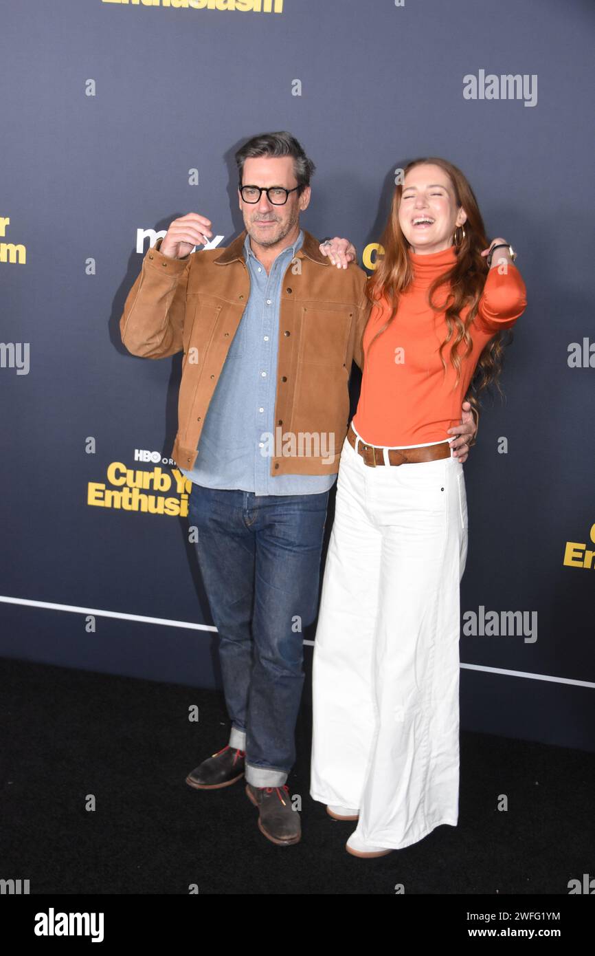 Los Angeles, California, USA 30th January 2024 Actor Jon Hamm and wife ...