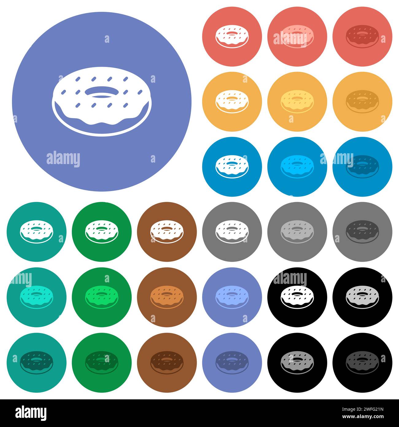Donut multi colored flat icons on round backgrounds. Included white ...
