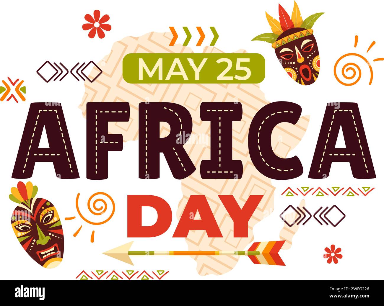 Happy Africa Day Vector Illustration on 25 May with Culture African ...