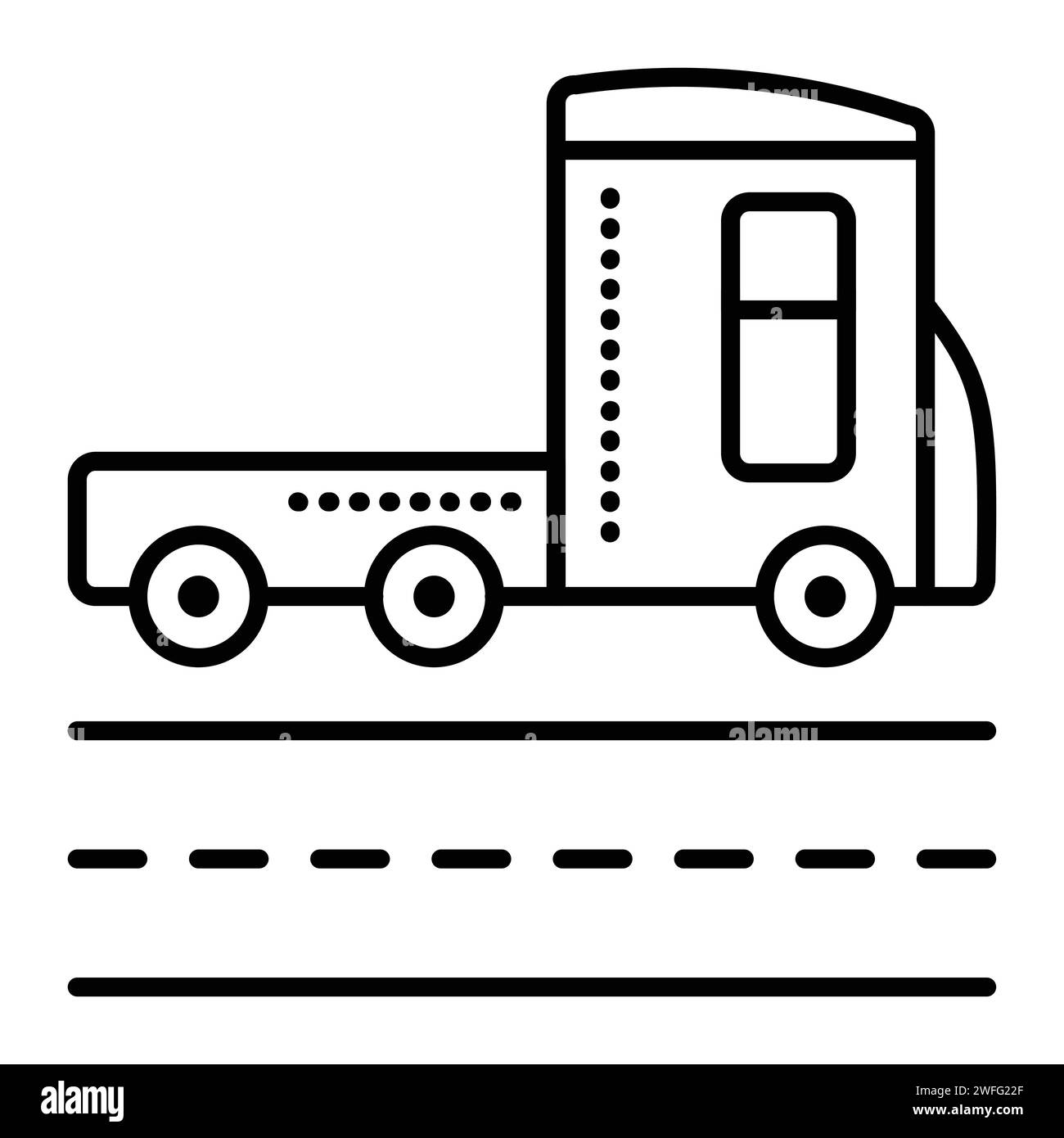 Single empty tow truck black line vector icon, transport for a car ...