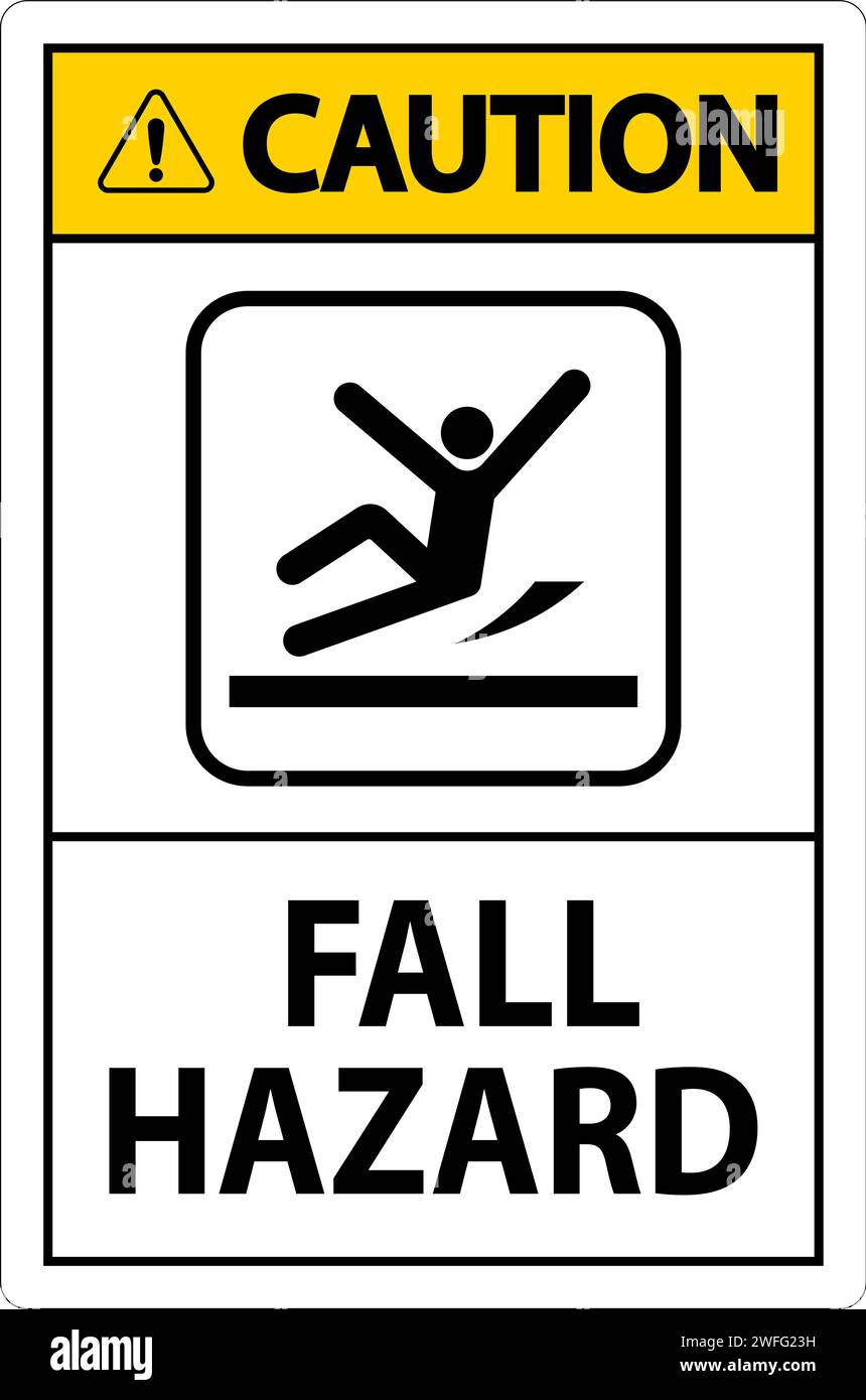 Caution Sign, Fall Hazard Stock Vector Image & Art - Alamy