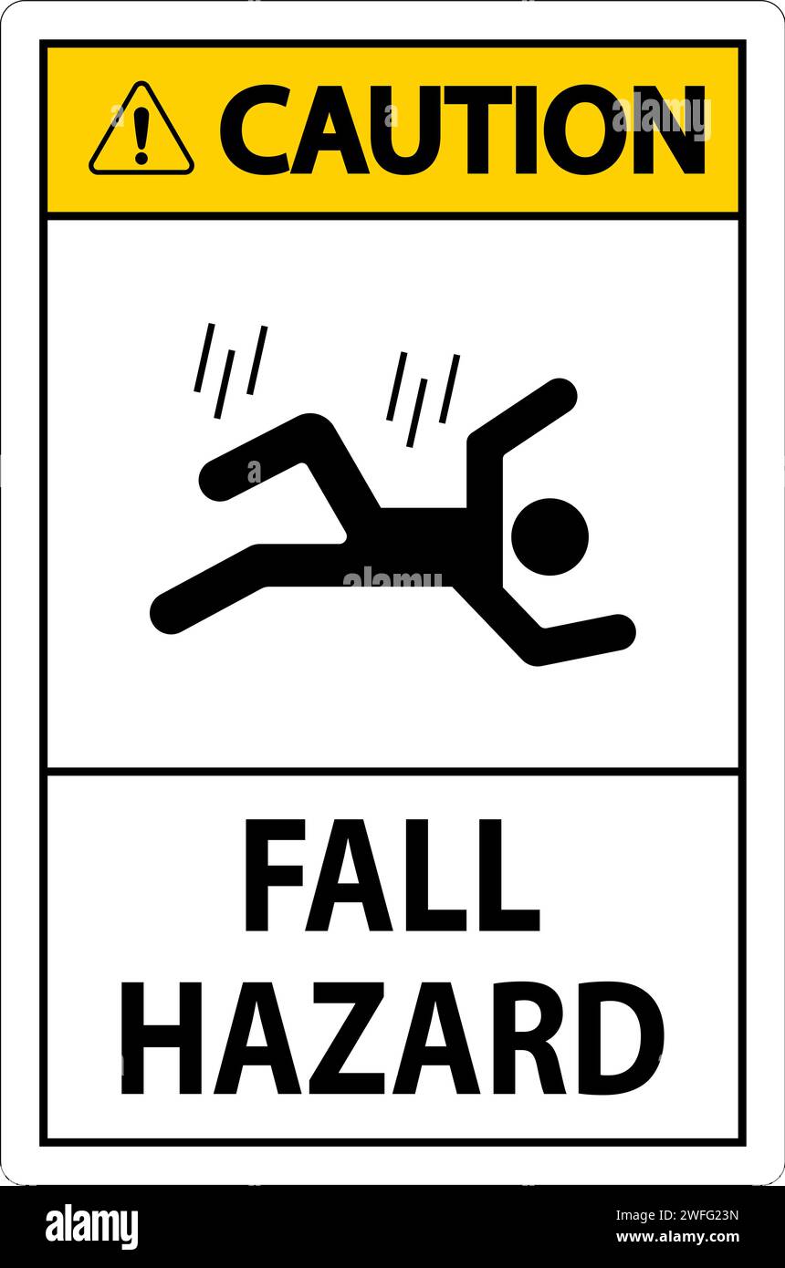 Caution Sign, Fall Hazard Stock Vector Image & Art - Alamy