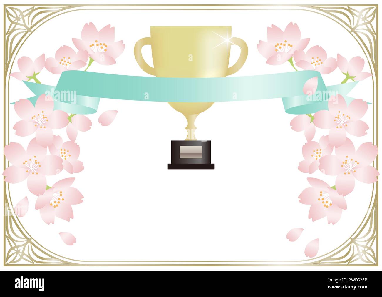 Refreshing spring award certificate frame material with cherry blossoms ...