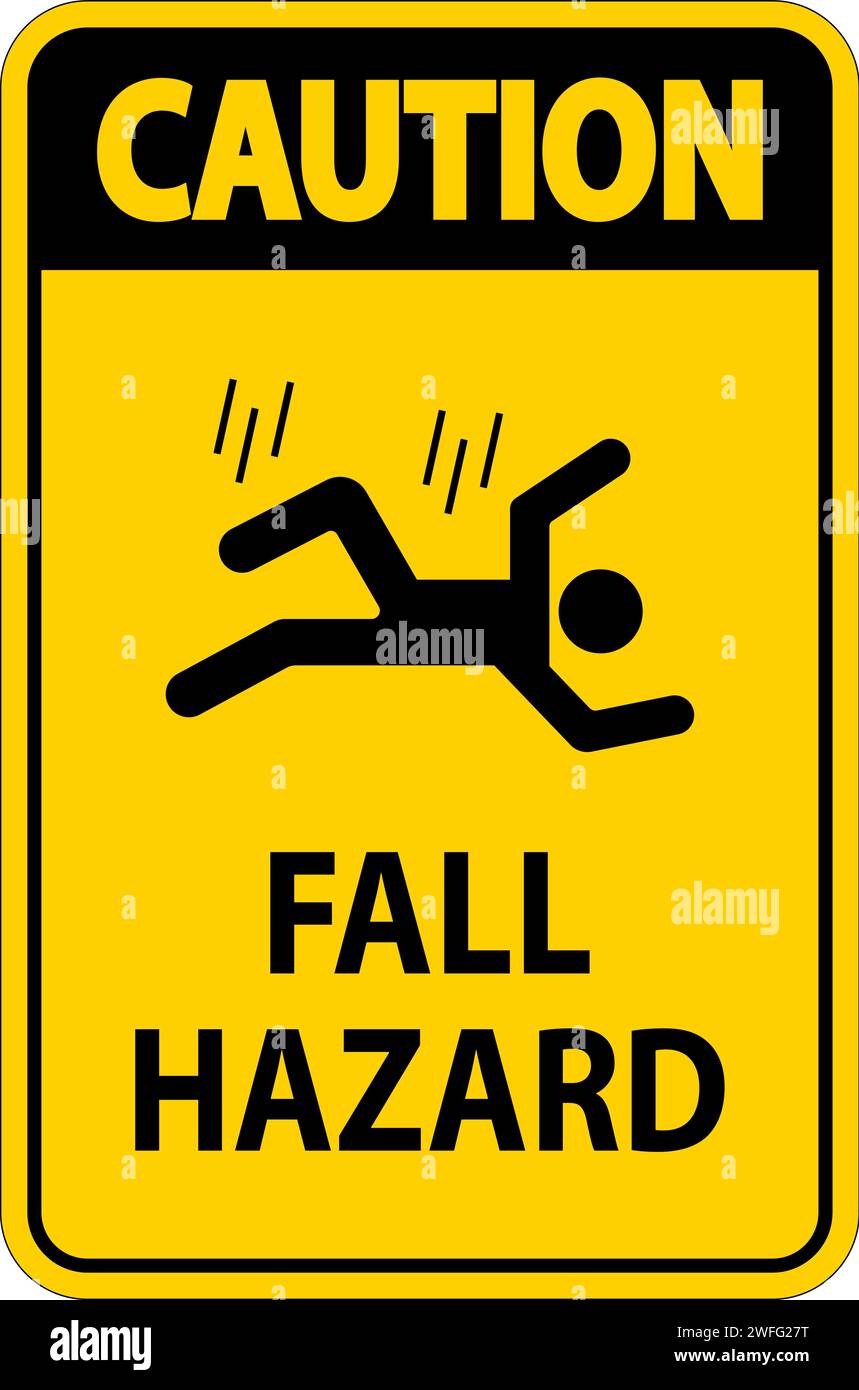 Caution Sign, Fall Hazard Stock Vector Image & Art - Alamy