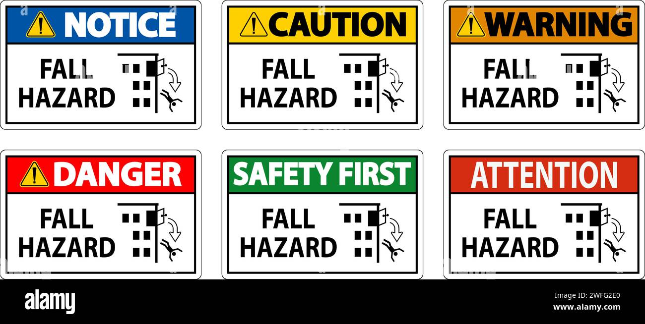 Caution Sign, Fall Hazard Stock Vector Image & Art - Alamy