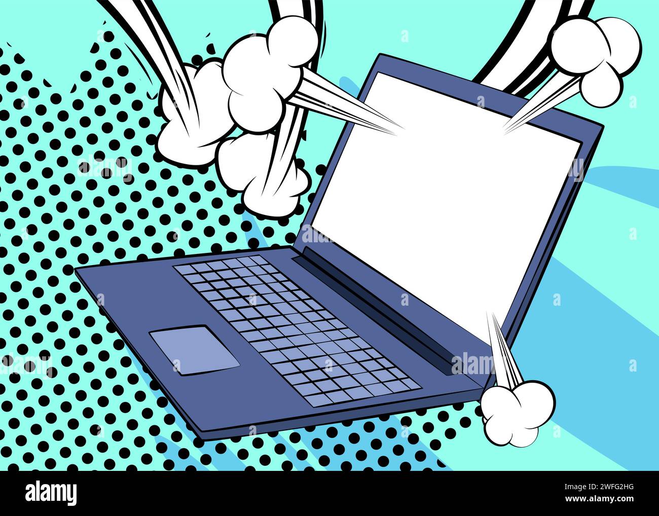 Cartoon blank laptop, comic book notebook. Retro vector comics pop art ...