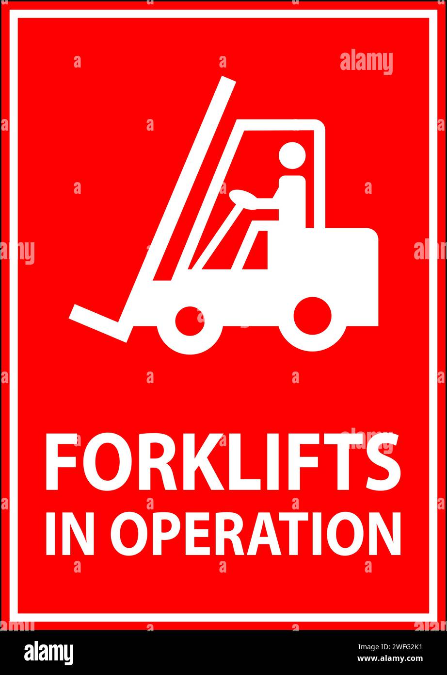 Caution forklifts in operation Sign on white background Stock Vector ...