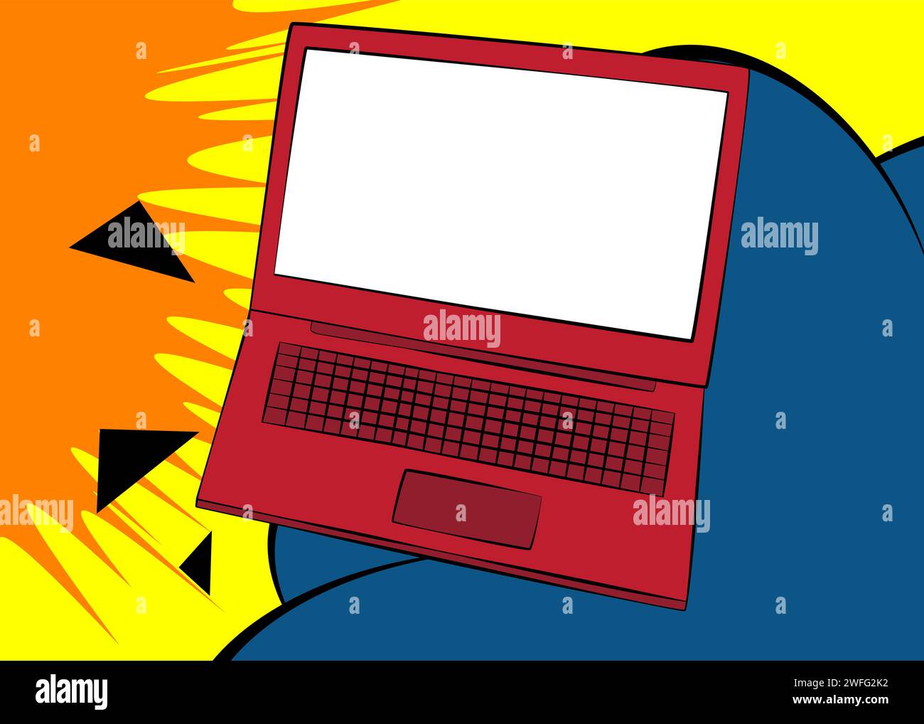 Cartoon blank laptop, comic book notebook. Retro vector comics pop art ...