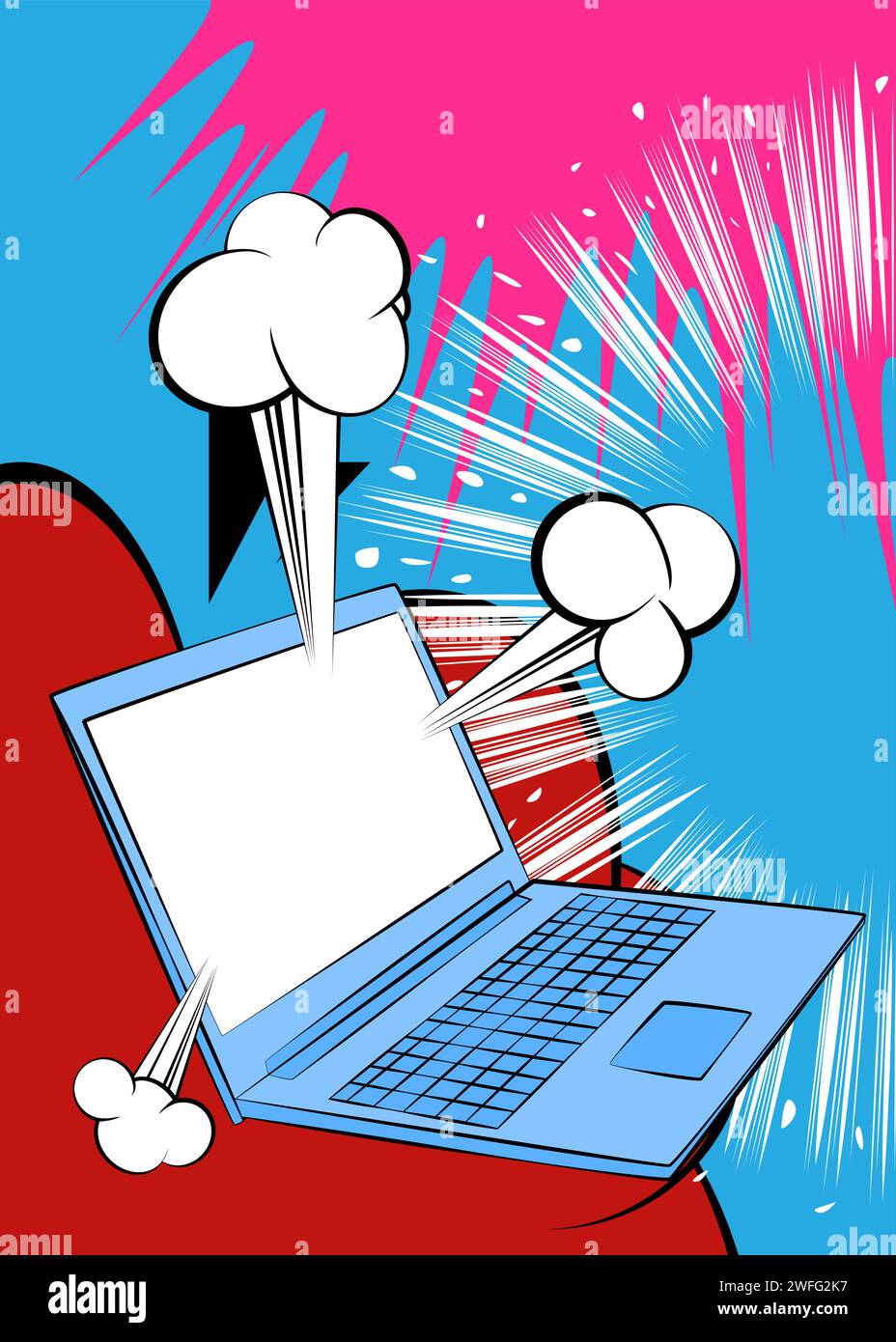 Cartoon blank laptop, comic book notebook. Retro vector comics pop art ...