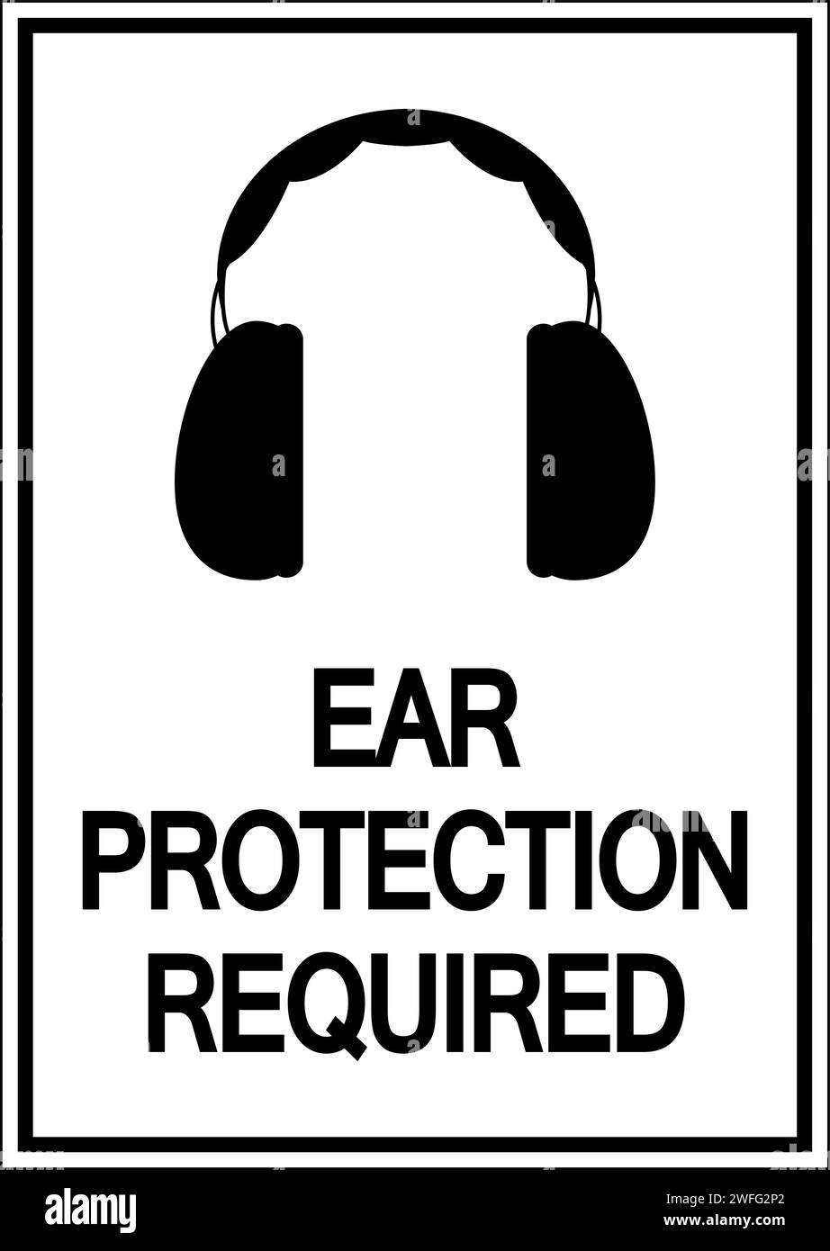 Caution Ear Protection Required Sign on white background Stock Vector ...