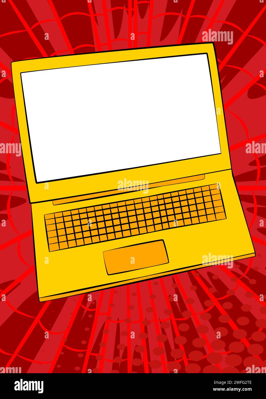 Cartoon blank laptop, comic book notebook. Retro vector comics pop art ...