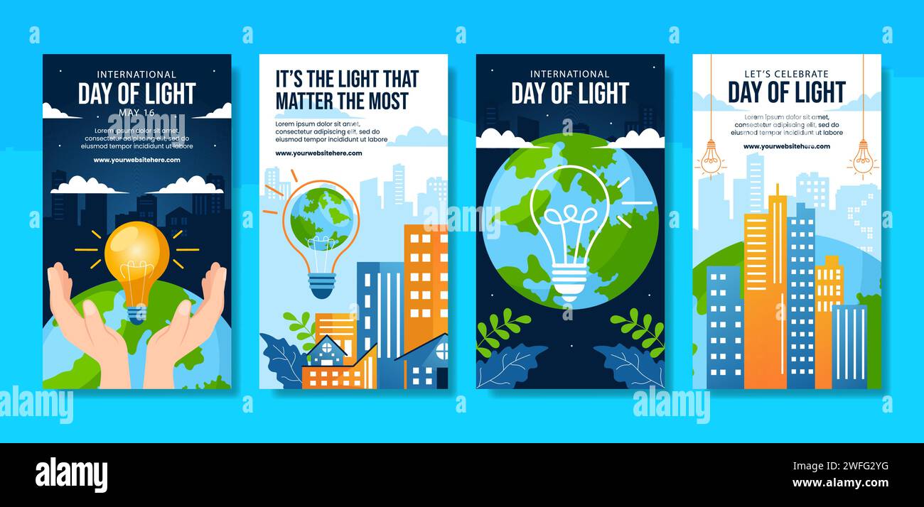 Day of Light Social Media Stories Flat Cartoon Hand Drawn Templates ...