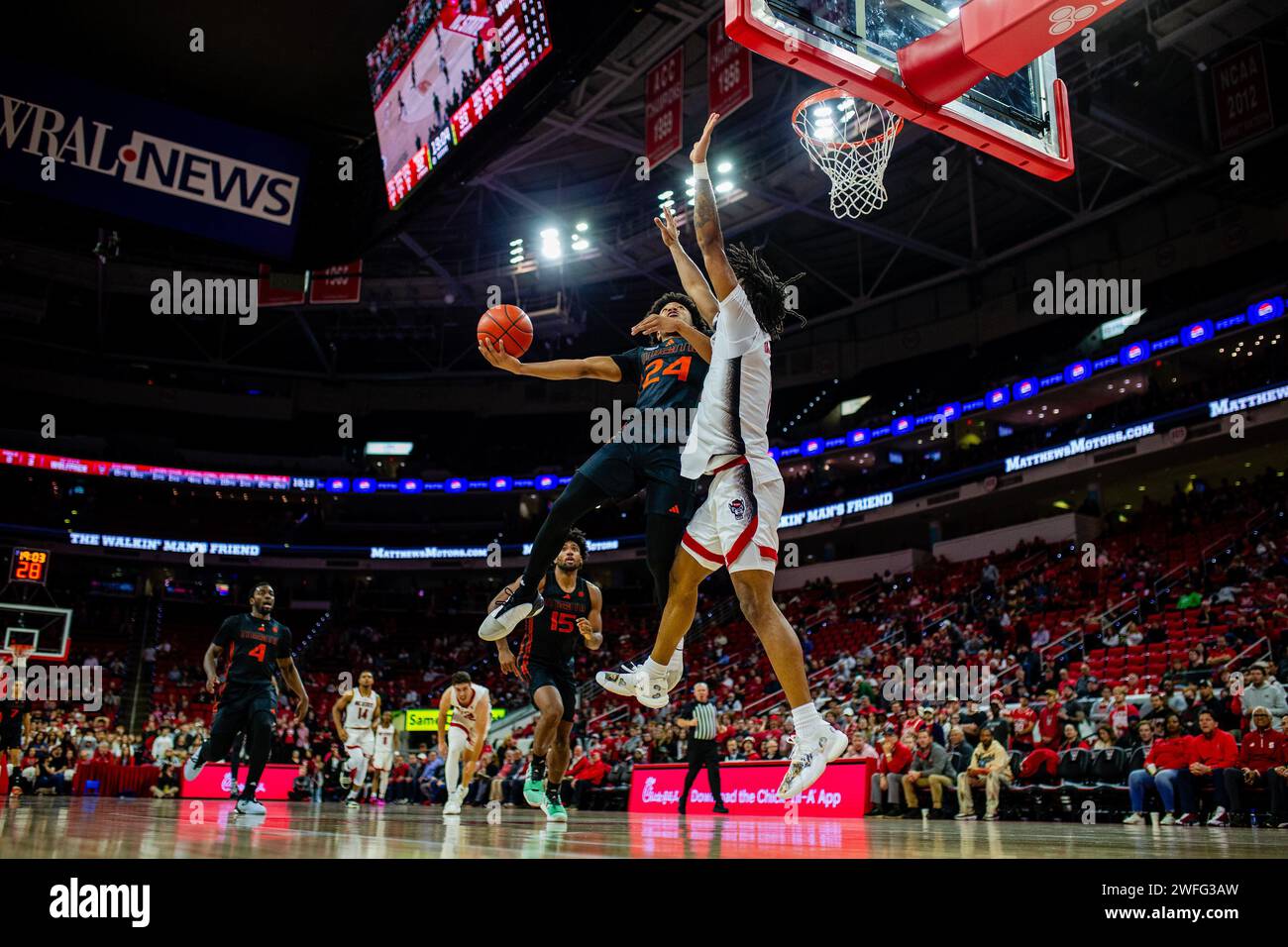 Raleigh, NC, USA. 30th Jan, 2024. Miami (Fl) Hurricanes guard Nijel ...
