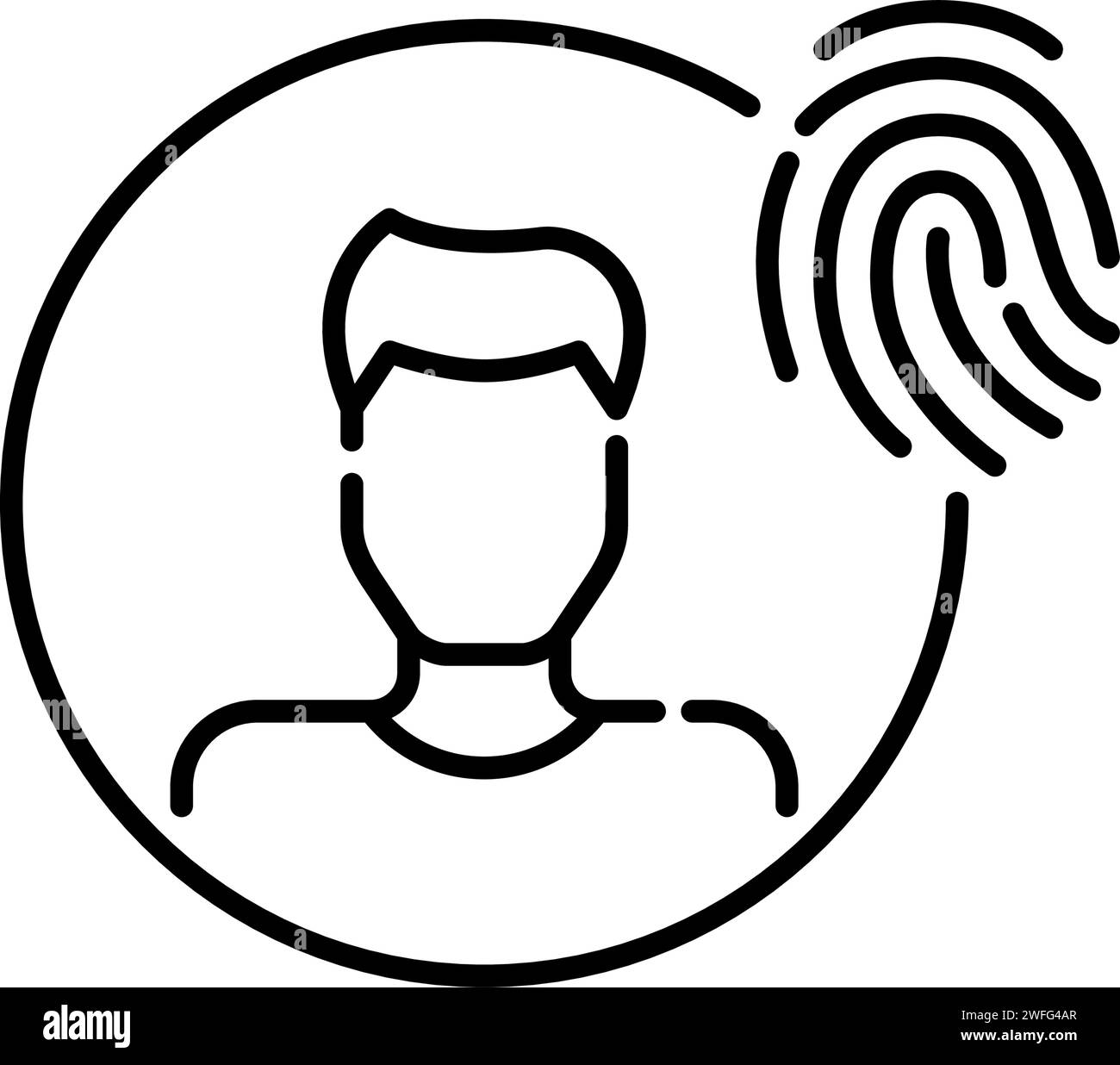 Biometric account access. Man picture and fingerprint. Pixel perfect ...