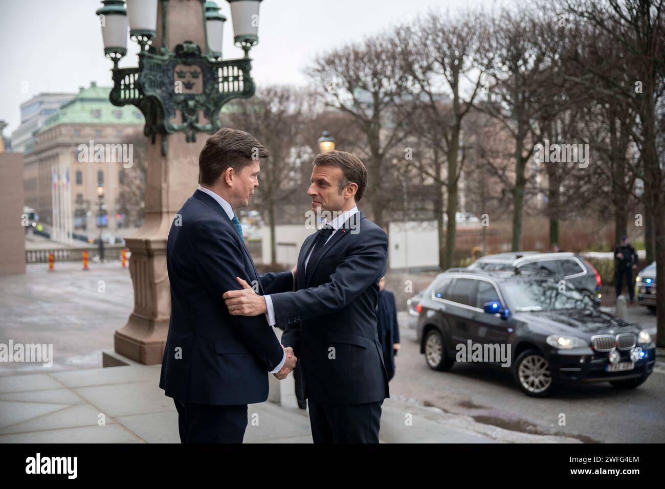 Stockholm, Sweden. 30th Jan, 2024. French President Emmanuel Macron (R ...
