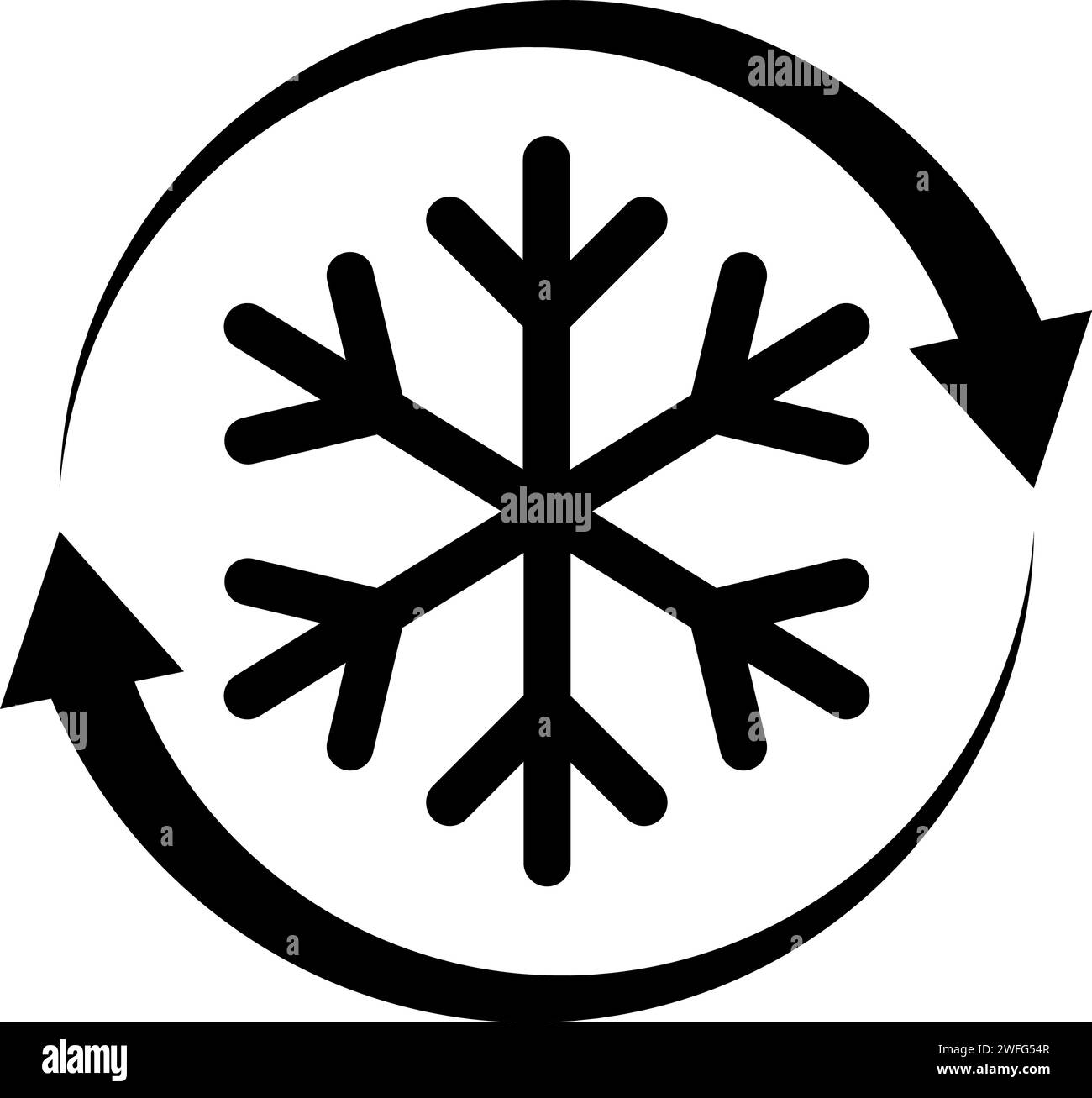 Freezer control icon. Snowflake with rotation arrows sign. Automatic ...