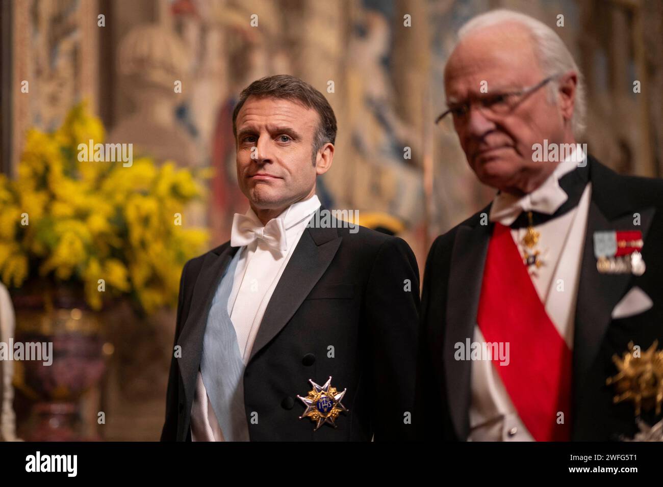 Stockholm, Sweden. 30th Jan, 2024. French President Emmanuel Macron (L ...