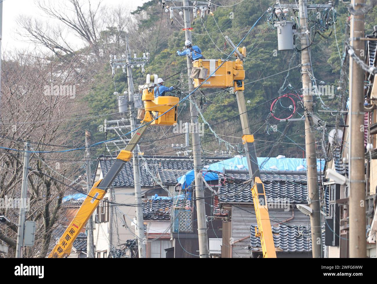 The restoration work of utility poles has continued at the disaster ...
