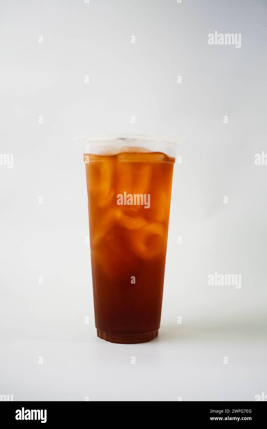 Take away iced tea in plastic cup isolated in white background Stock ...