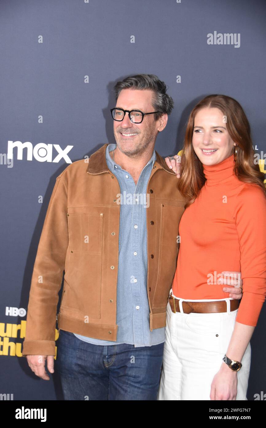 Los Angeles, California, USA 30th January 2024 Actor Jon Hamm and wife ...