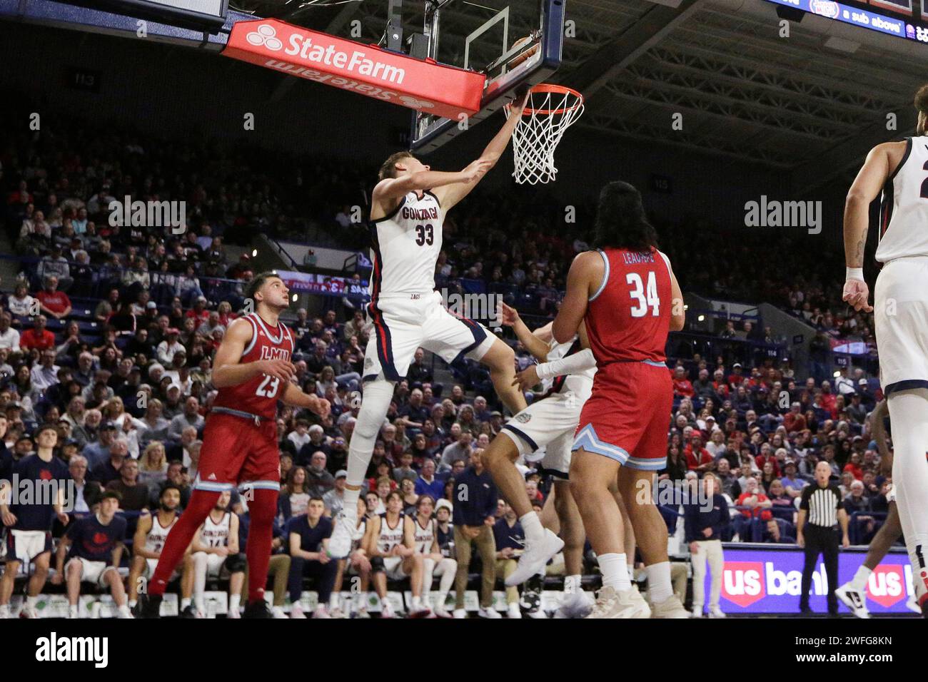 Gonzaga forward Ben Gregg (33) shoots during the second half of an NCAA ...