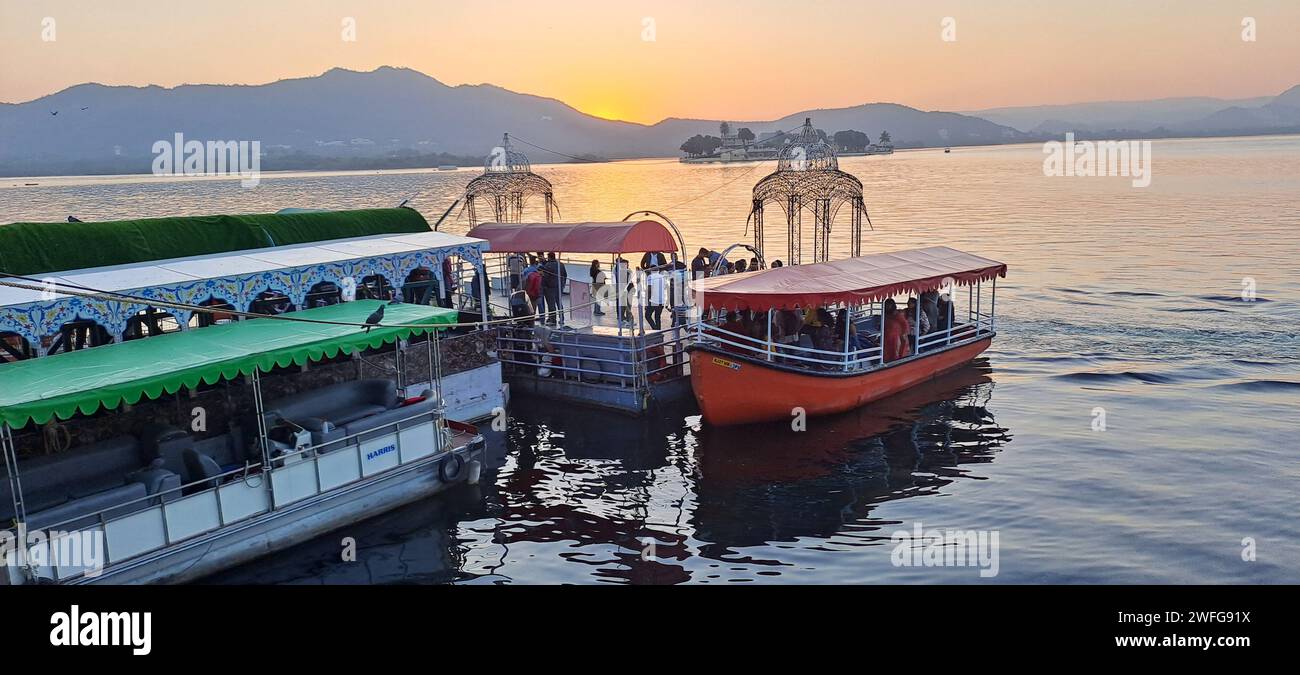 Lake Pichola Municipal Boat Ride Point in Udaipur, Rajasthan, India ...