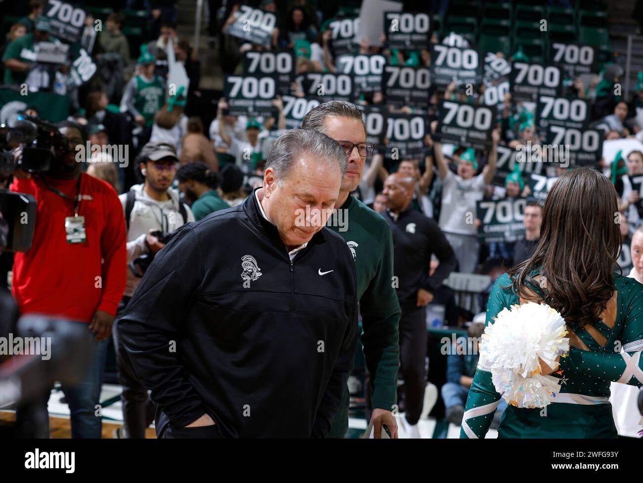 Michigan State coach Tom Izzo walks across the court following an NCAA ...