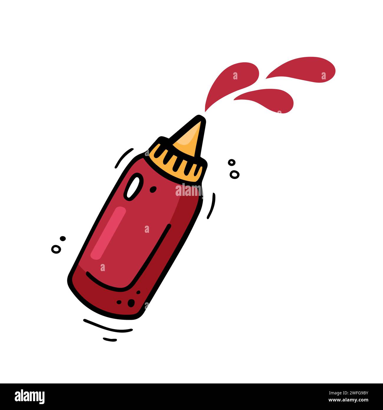 Hand Drawn Ketchup Bottle Fast Food Illustration In Doodle Style Sketch Of Sauce Bottle Stock