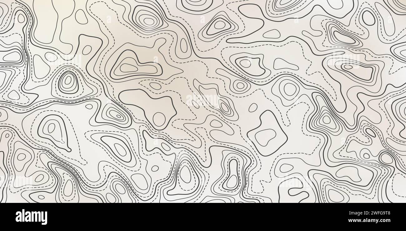 Ocean bottom topographic line map curvy wave isolines vector ...