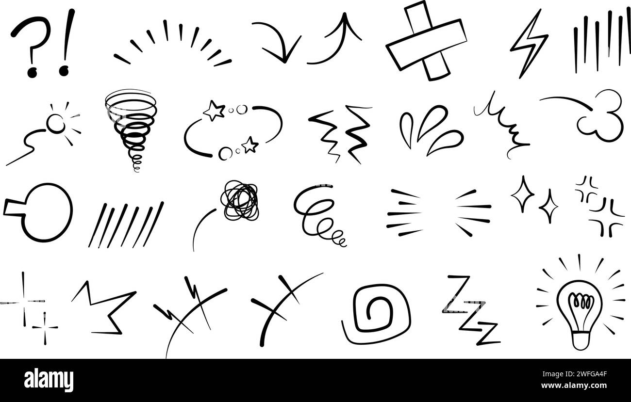 Anime manga comic emoticon element graphic effects hand drawn doodle ...