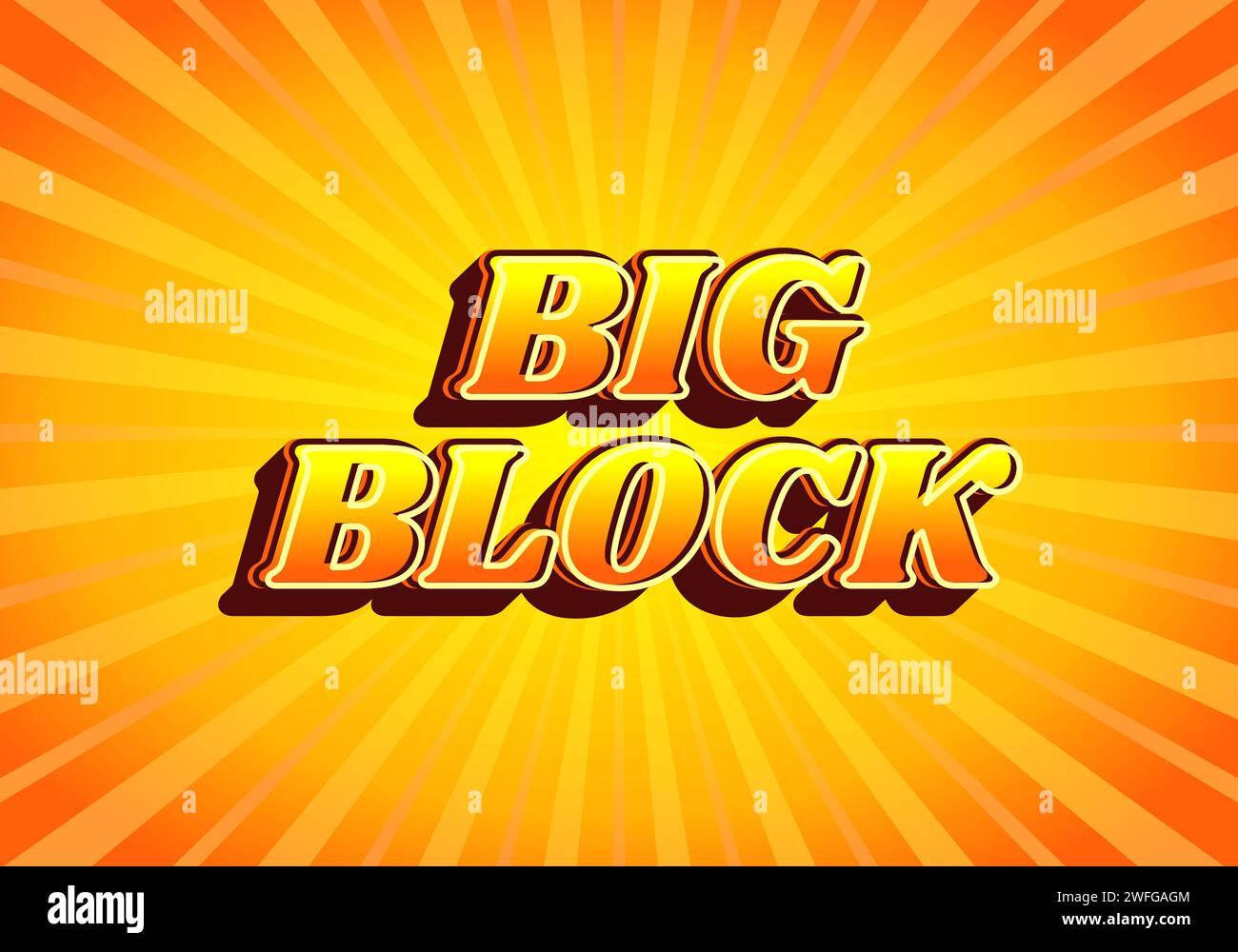 Big block. Text effect design in gradient yellow orange color, 3D look ...