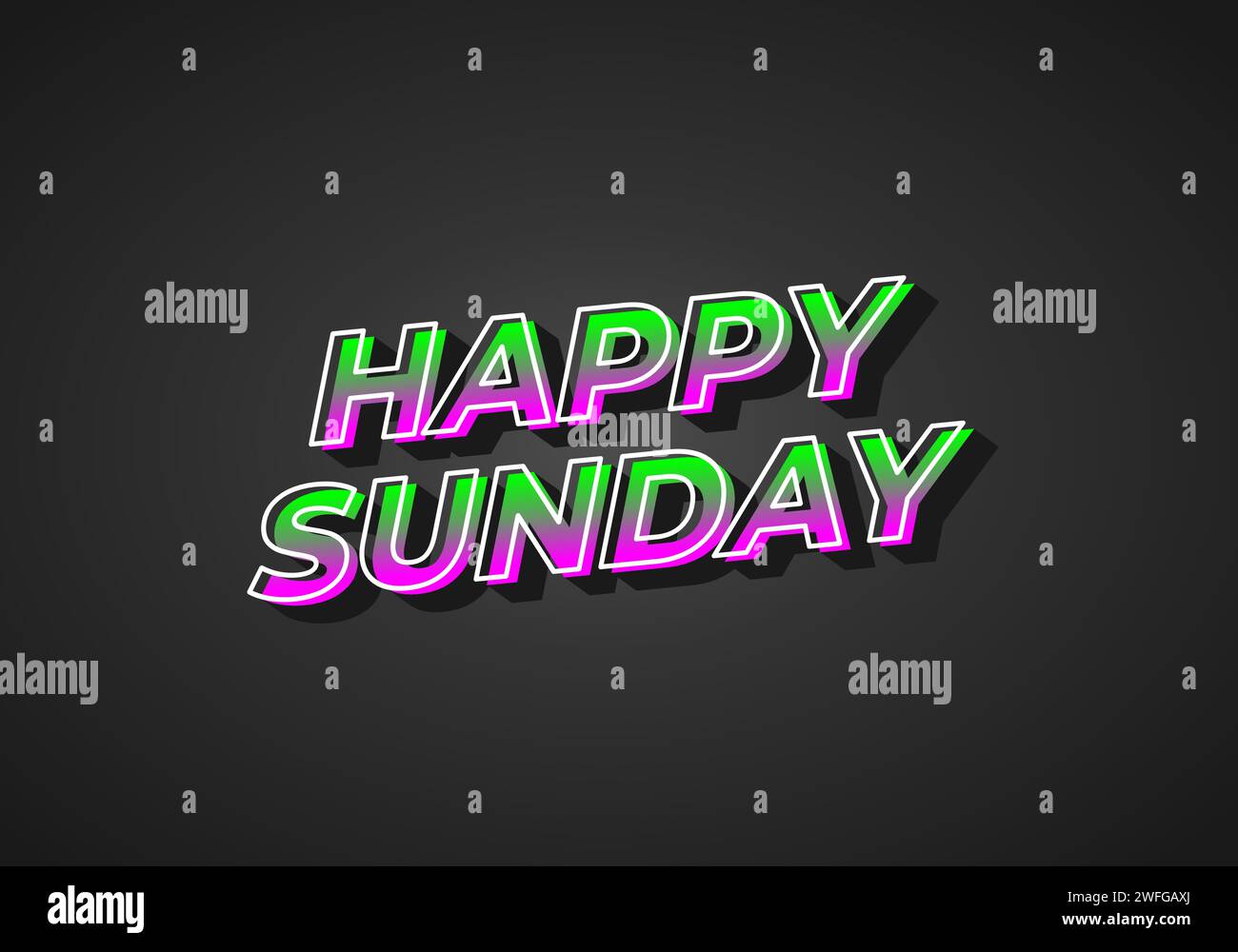 Happy sunday. Text effect design in 3D effect with eye catching color ...