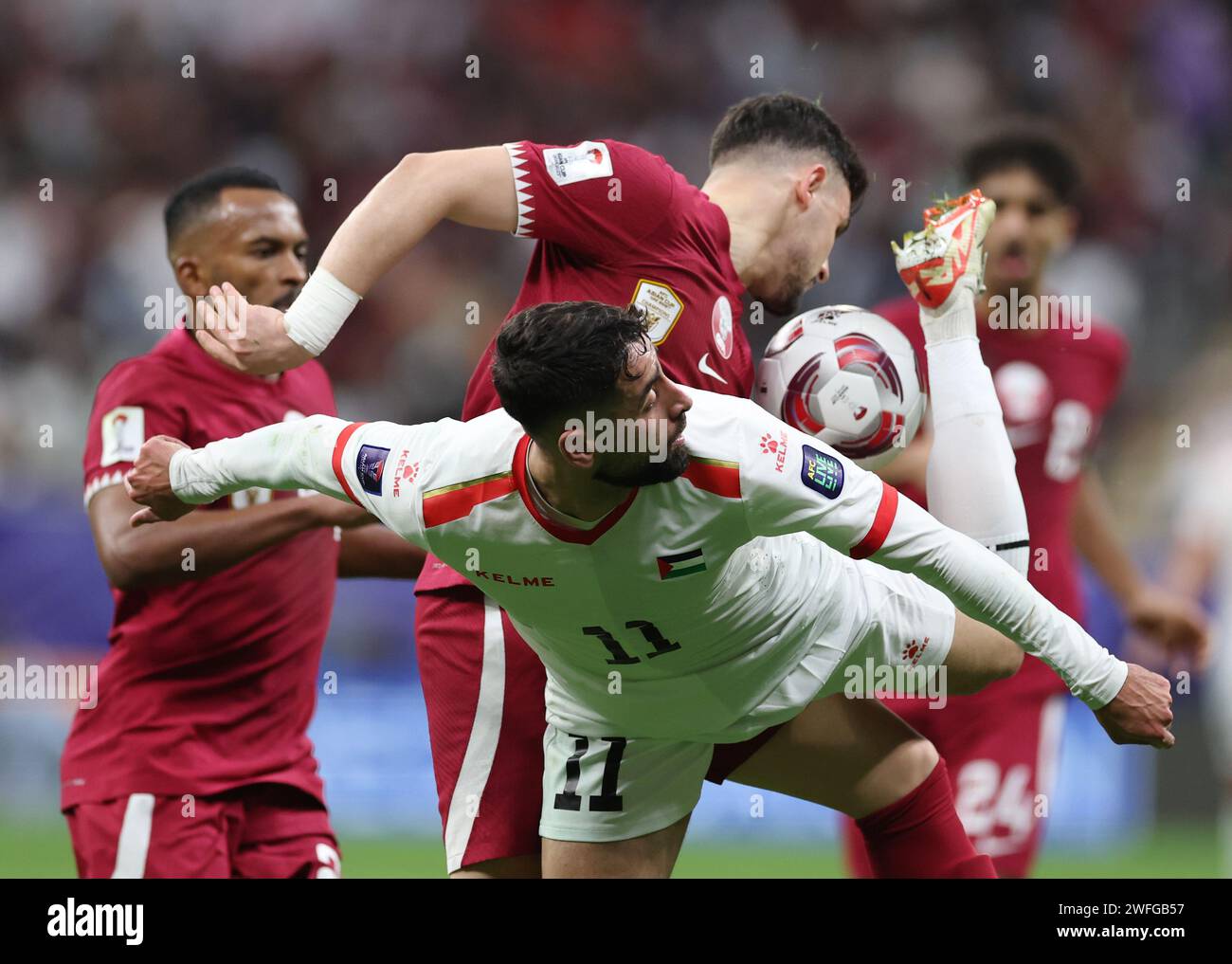 Beijing, Qatar. 29th Jan, 2024. Oday Dabbagh (front) of Palestine ...