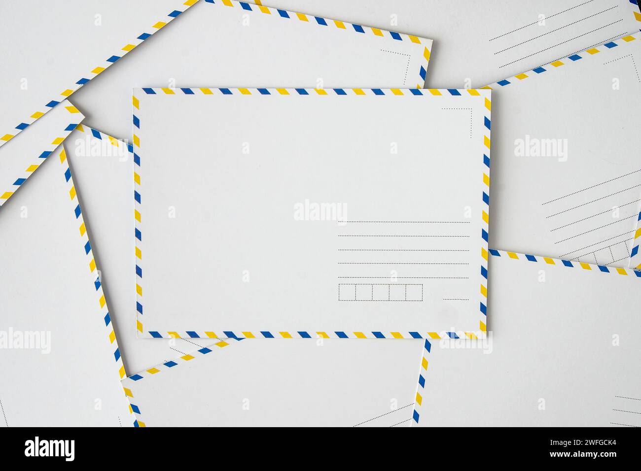 White blank postcards. Postal mail letter. Copy space Stock Photo - Alamy