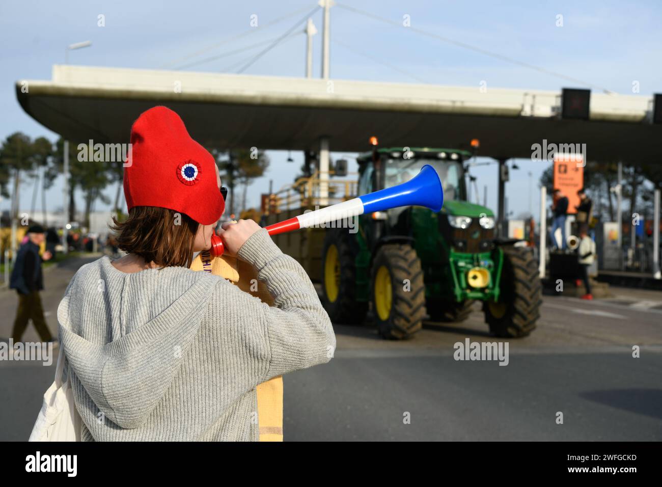 France, Bordeaux, 29 January 2024, Farmers' demonstration, blockade of ...