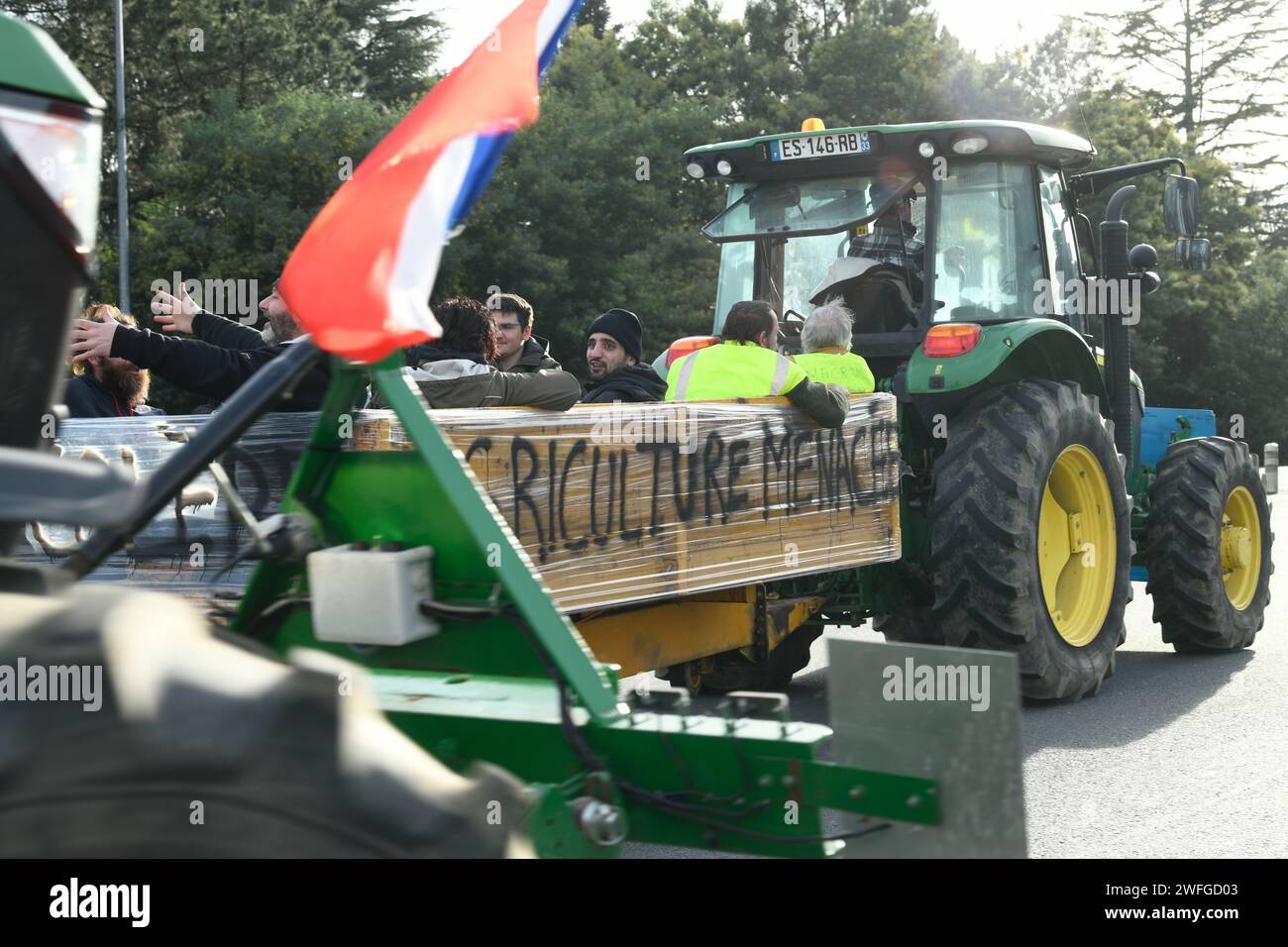 France, Bordeaux, 29 January 2024, Farmers' demonstration, blockade of ...