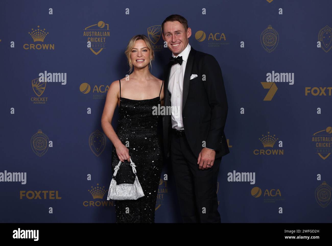 Melbourne, Australia. 31st Jan, 2024. Marnus Labuschagne and wife ...