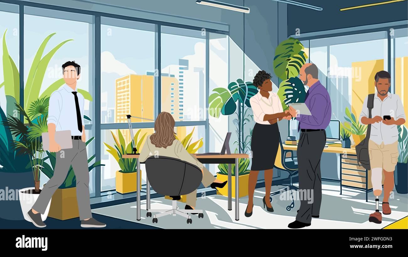 Disabled person in office Stock Vector Images - Alamy