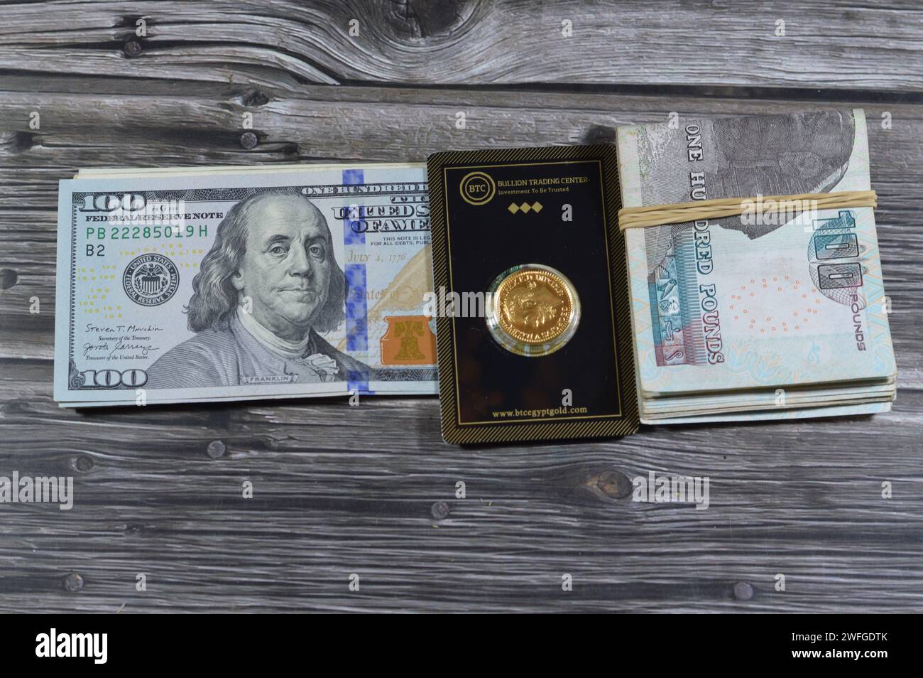 Cairo, Egypt, January 29 2024: American and Egyptian money and The ...