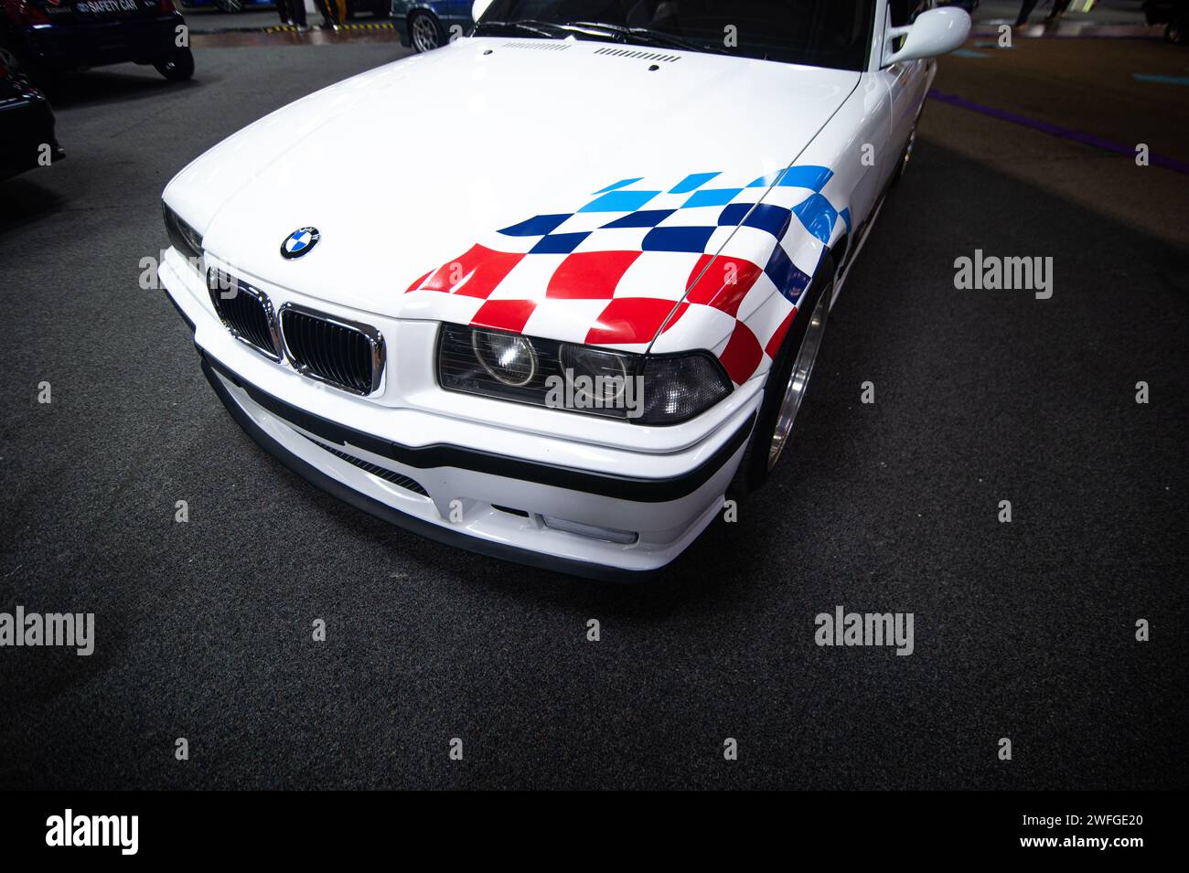 Bogota, Colombia. 28th Jan, 2024. A BMW E36 328i, painted with the livery of the BMW M3 ...