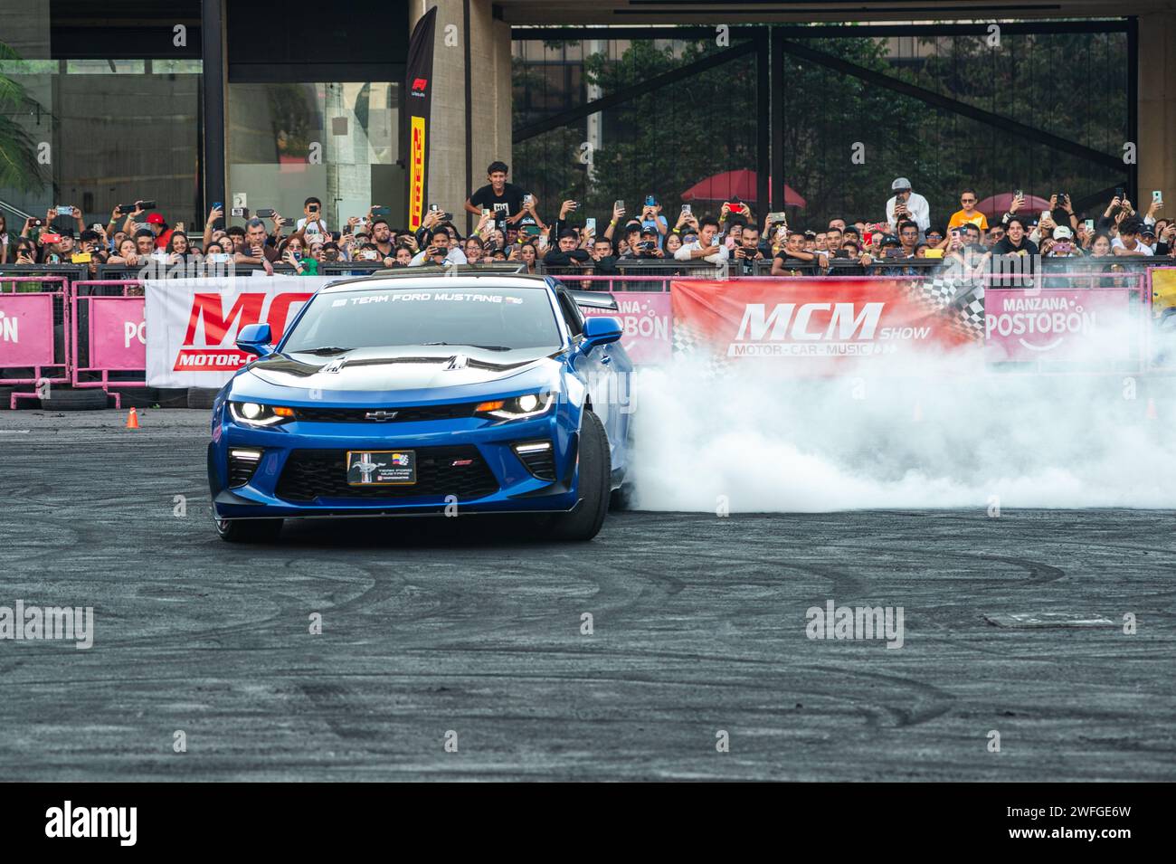 Bogota, Colombia. 28th Jan, 2024. A Chevrolet Camaro is performing at a ...