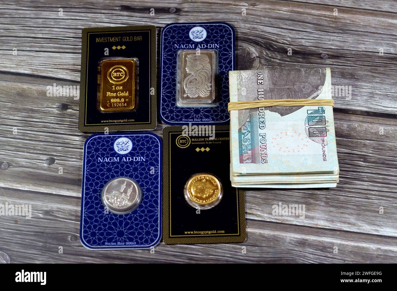 Cairo, Egypt, January 29 2024: Egyptian pounds money, BTC Bullion ...