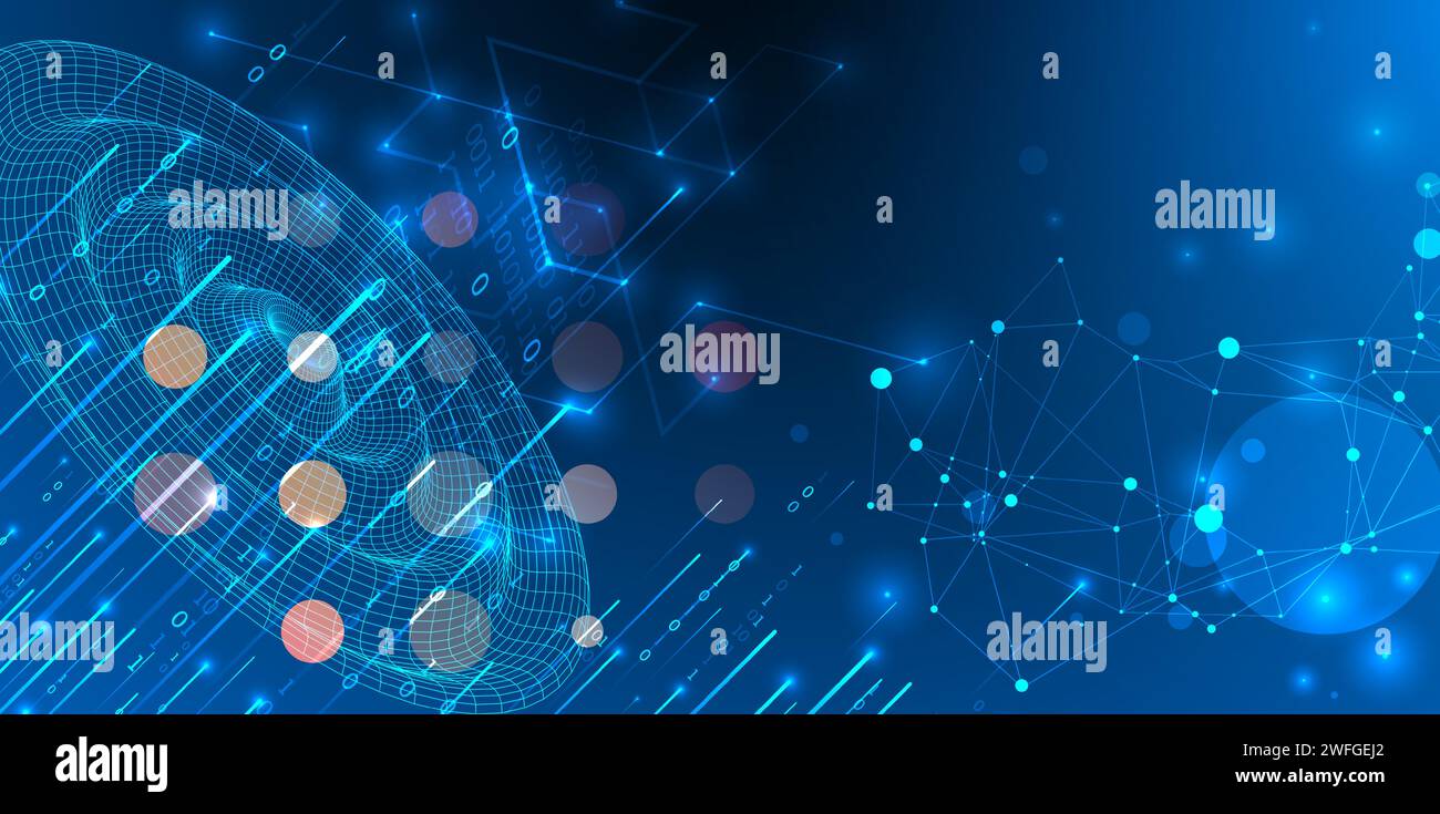 Futuristic technology background. Plexus structure Big data network visualization concept. Hand ...
